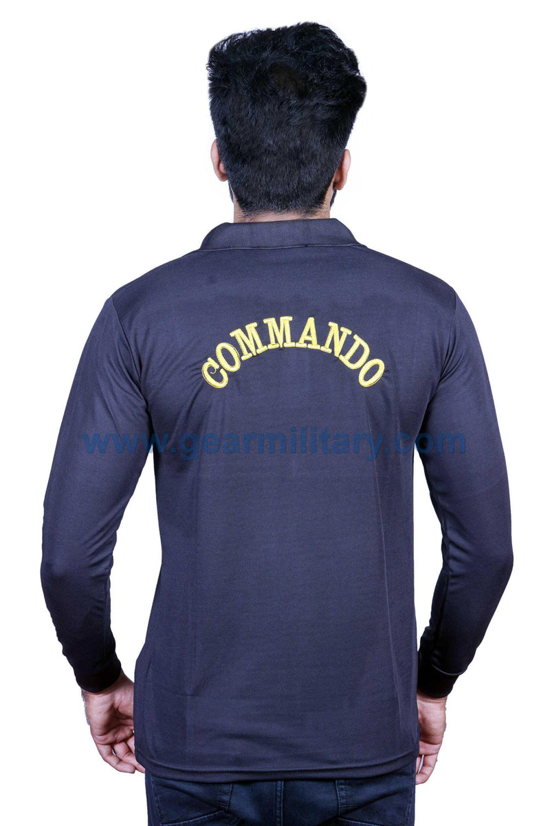 Commando Full Sleeves Black Collar T Shirt – gearmilitary